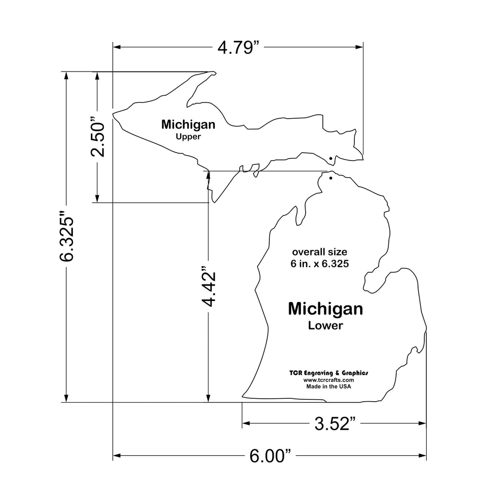 State of Michigan Template 6" X 6.325" - Clear 1/4" Thick Acrylic- 2 p ...