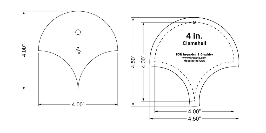 Mylar 4" Clamshell 51 Piece Set - Quilting / Sewing Templates ...