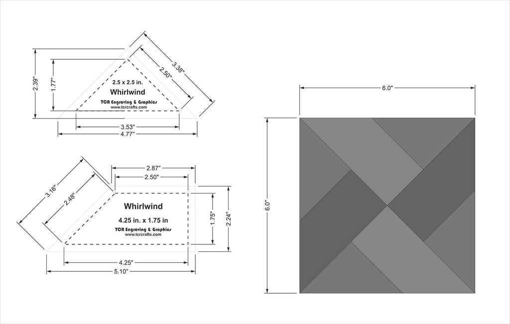 2 Piece Quilting Whirlwind 6 Inch Set 1/8 Inch Acrylic - Template ...