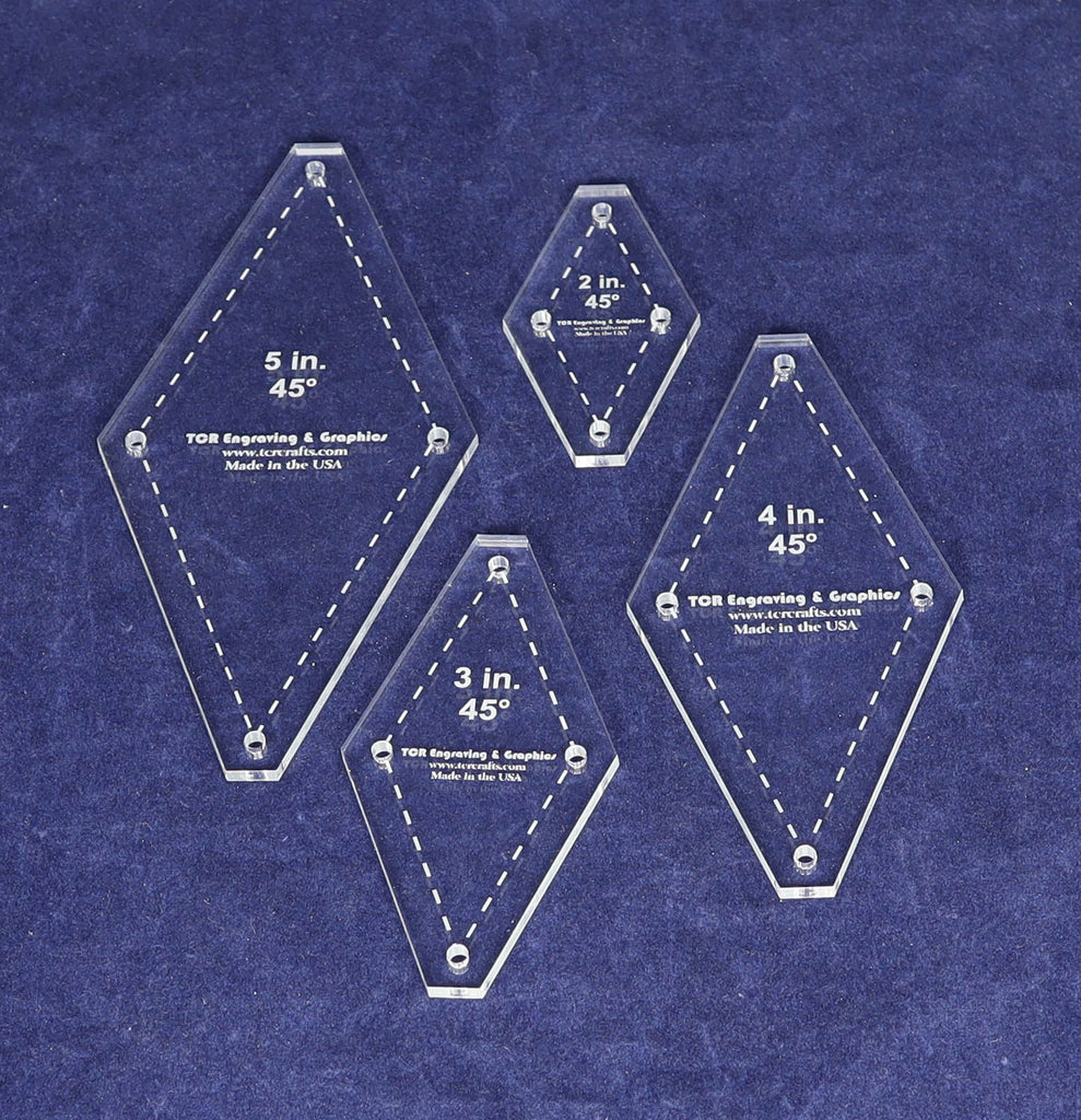 Diamond Templates 4 Pc Set No Tips 2 to 5 Inches- Clear 1/8 Inch 45 De ...