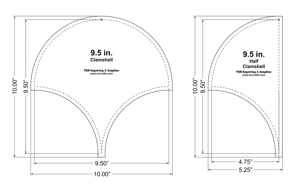 Clamshell Templates. 2 Piece Set 9.5 Inches -Full & Half - Clear Acryl ...