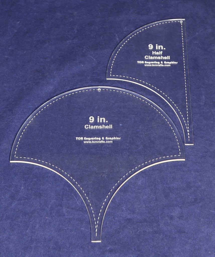 Clamshell Templates. 2 Piece Set 9 Inches -Full & Half - Clear Acrylic ...