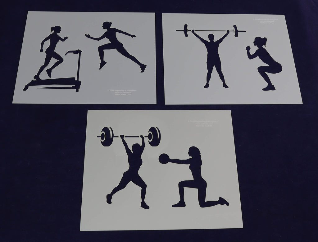 Fitness Stencils- Women-3 Piece Set -14 Mil Mylar – Quilting Templates ...