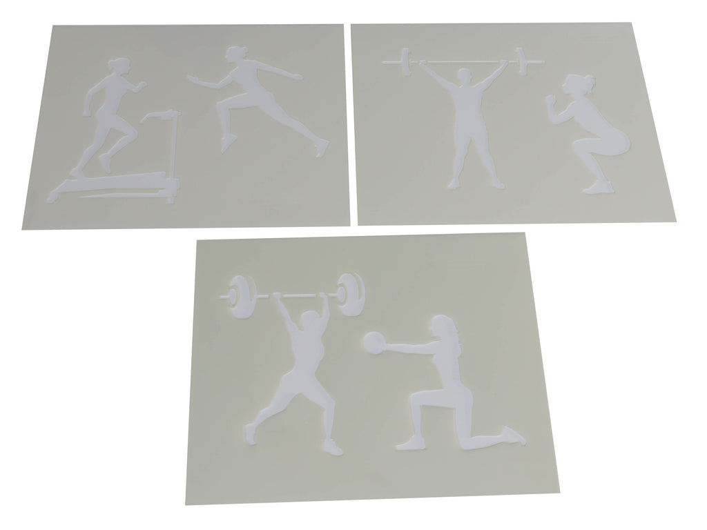Fitness Stencils- Women-3 Piece Set -14 Mil Mylar – Quilting Templates ...