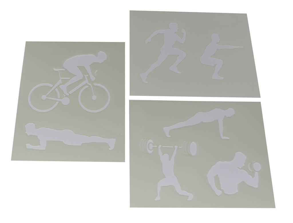 Fitness Stencils- Men-3 Piece Set -14 Mil Mylar – Quilting Templates ...