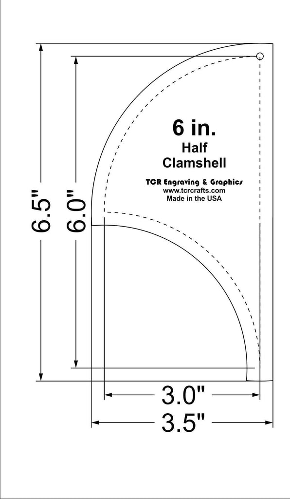 Half Clamshell Template 6 Inches - Clear Acrylic 1/8 Inch Thick (Copy ...