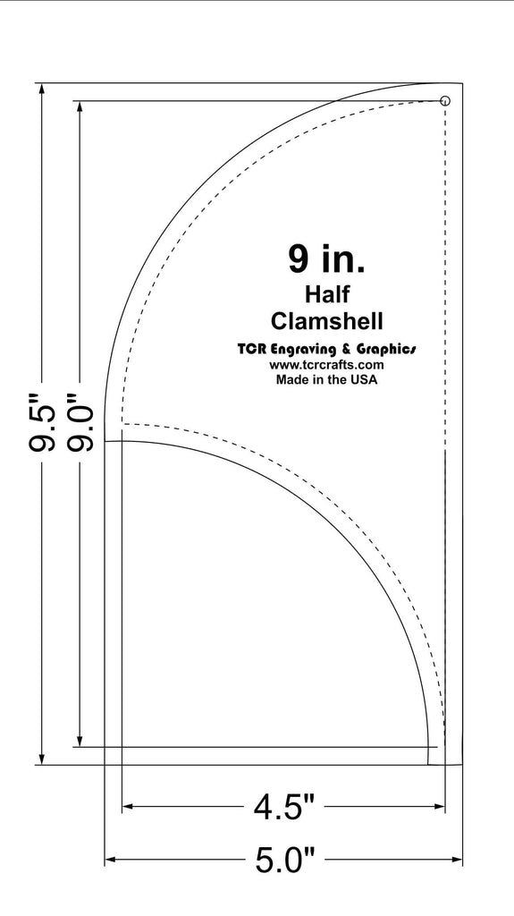 Half Clamshell Template 9 Inches - Clear Acrylic 1/8 Inch Thick ...