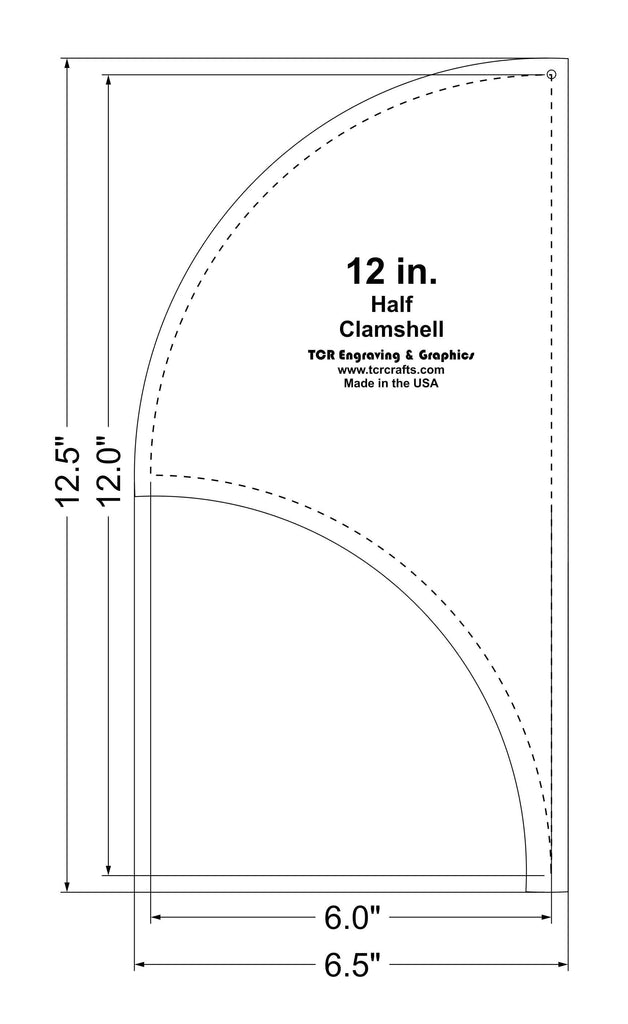 Half Clamshell Template 12 Inches - Clear Acrylic 1/8 Inch Thick ...