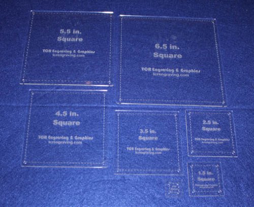 7 Piece Set Square Half Size Templates. .5" to 6.5" - Clear 1/8 ...
