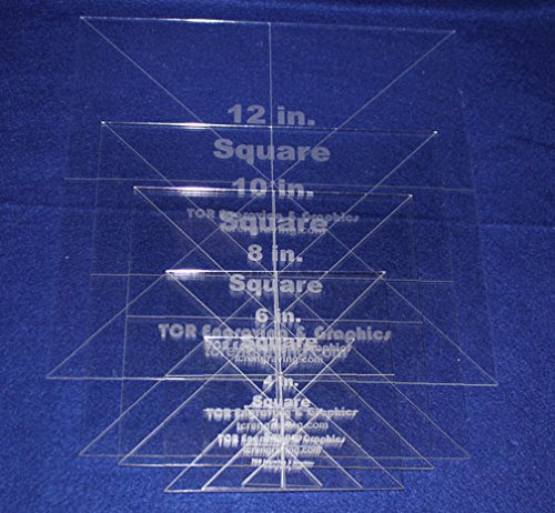 6 Pc Square Set 2,4,6,8,10,12- 1/8" Clear Acrylic - Quilting Templates ...