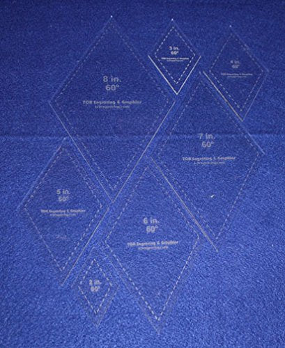Diamond Templates 2", 3", 4" 5", 6", 7", 8" - Clear 1/8" 60 Degree ...