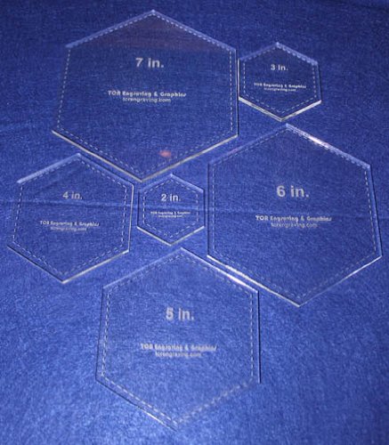 Hexagon Templates. 2, 3, 4, 5, 6, 7 Inches - Clear 1/4" – Quilting ...