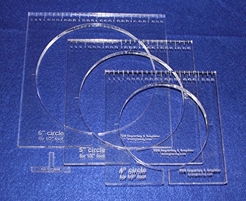 3 Piece Inside Circle Set W/rulers 3/8" Thick - Long Arm- For 1/2" Foo ...
