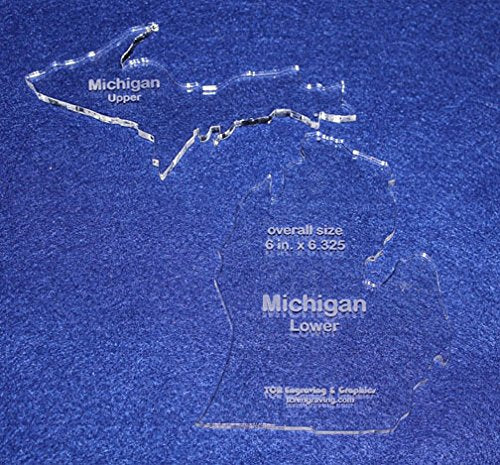 State of Michigan Template 6" X 6.325" - Clear 1/4" Thick Acrylic- 2 p ...