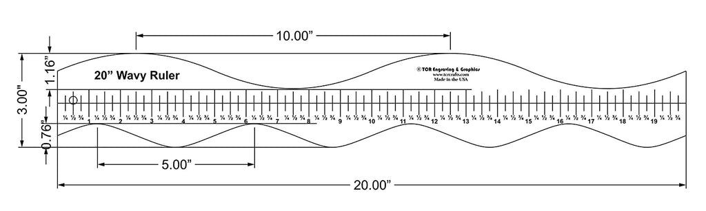 20 Inch Wavy Ruler. Acrylic 1/8 Inch Thick. Quilting/Sewing - Imperial ...