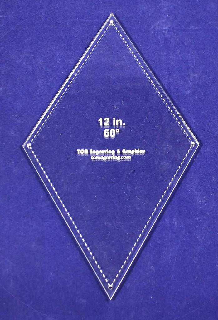 Diamond Template 12" - Clear 1/4"- 60 Degree – Quilting Templates and More!