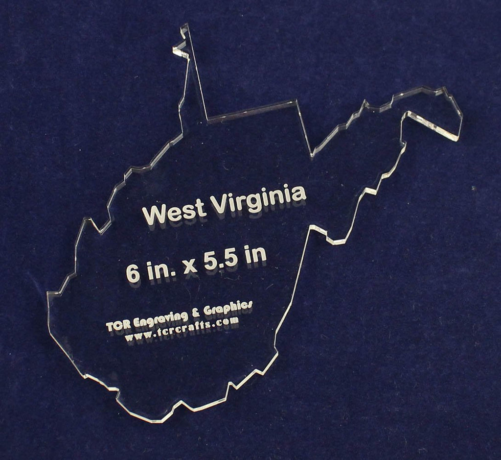State of West Virginia Template 6" X 5.5" - Clear 1/4" Thick Acrylic ...
