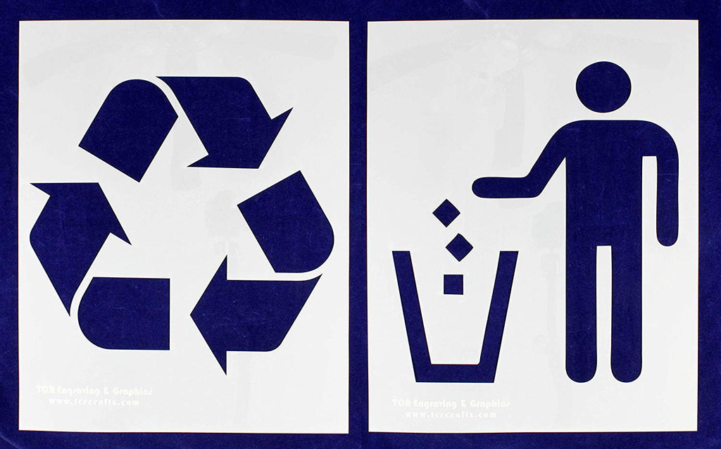 Recycle-Trash 2 Piece Stencil Set 14 Mil 14" X 17.5" Painting /Crafts ...