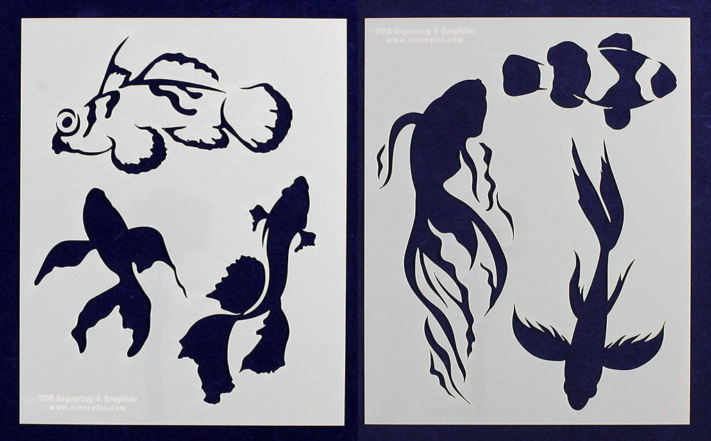 Tropical Fish Stencils- Mylar 2 Pieces of 14 Mil 8" X 10" Painting /Cr ...