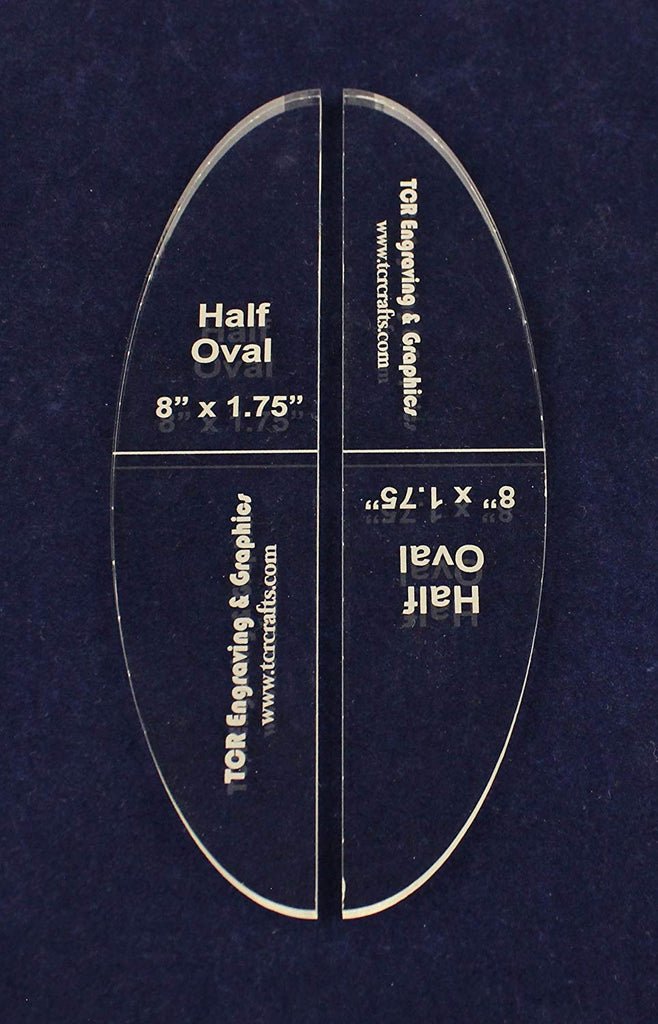 3.5" x 8" Oval (cut in half)-1/4 " Clear Acrylic -Sew/Craft/Quilt/Temp ...