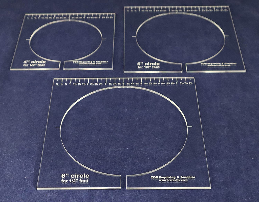 3 Piece Inside Circle Set W/rulers 1/8 Inch Thick - Long Arm- for 1/2 ...
