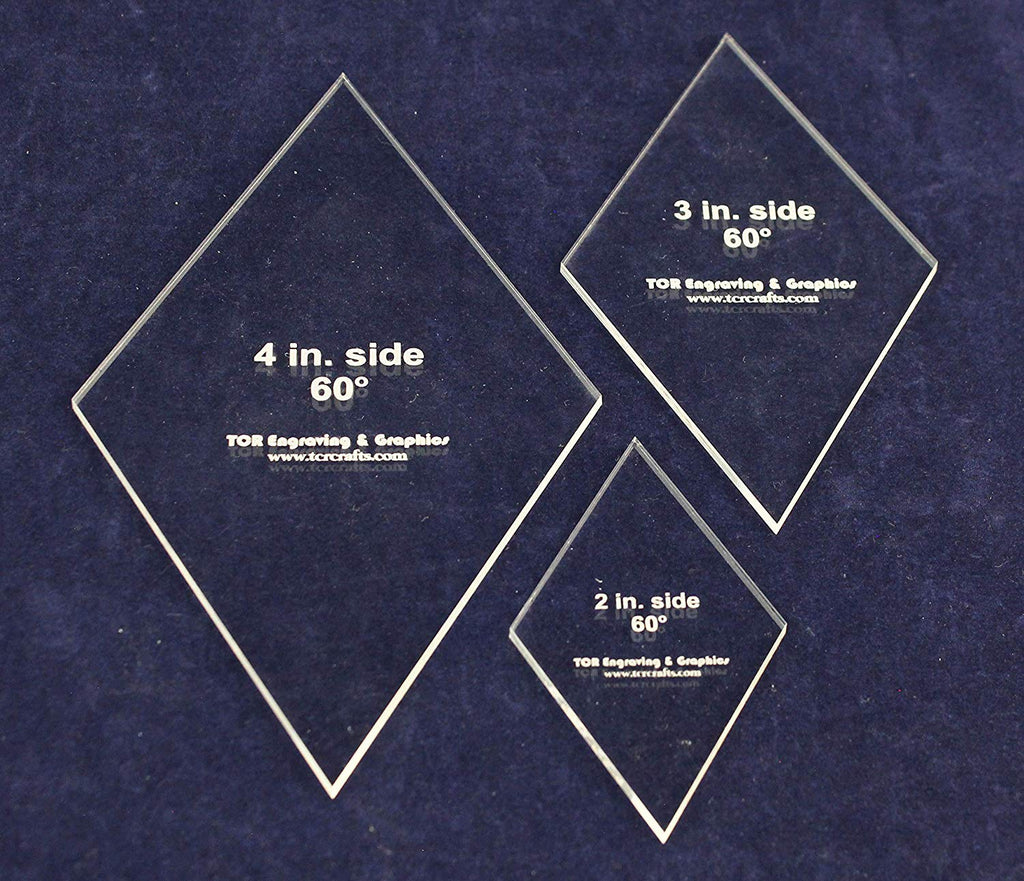 Side Diamond Templates 3 Piece Set 1/8" Thick – Quilting Templates and ...