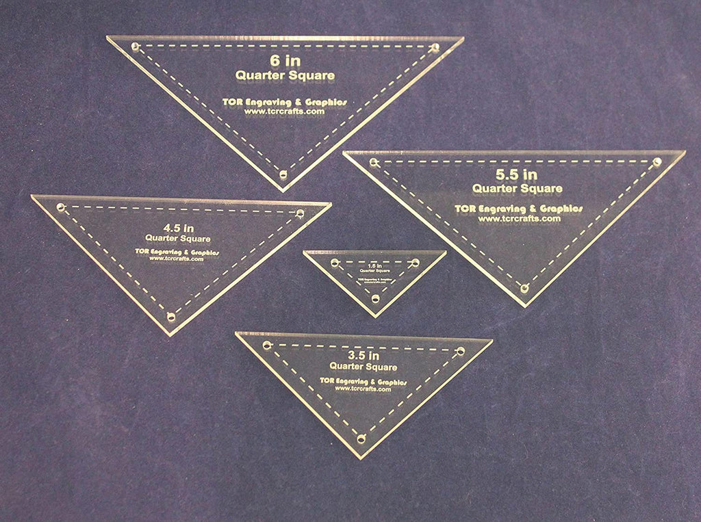 Quarter Square Templates 1.5", 3.5", 4.5", 5.5", 6" with Seam - Clear ...