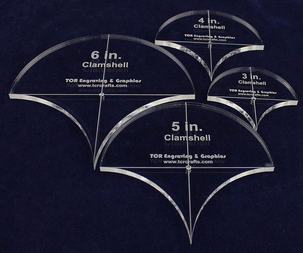 Clamshell Templates. 4 Piece Set -3",4", 5", 6". - Clear Acrylic 1/4 ...