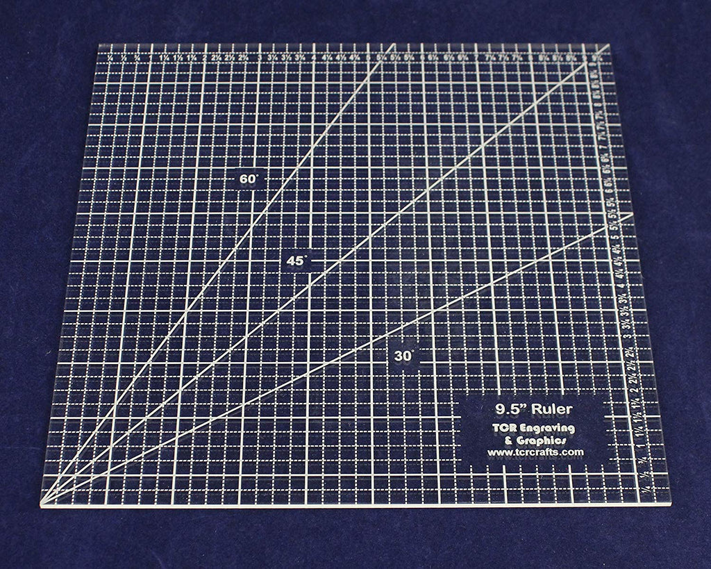 Square Ruler 9.5". - Clear Acrylic - Quilting/Sewing - Template 1/8 ...